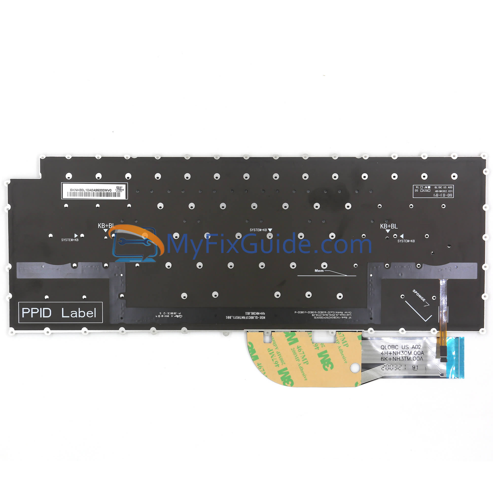 New Backlit Keyboard for Dell XPS 15 9500 XPS 17 9700 0MV93T