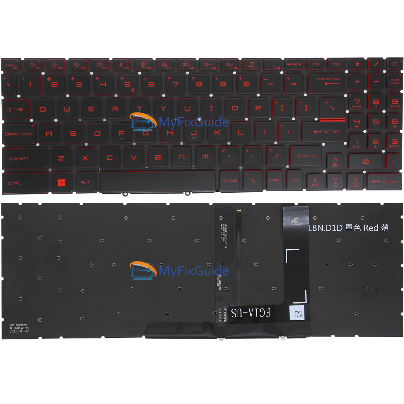 Keyboard for MSI Sword 15 A11UC A11UD A11UE A11UG A12UC A12UD A12UE ...