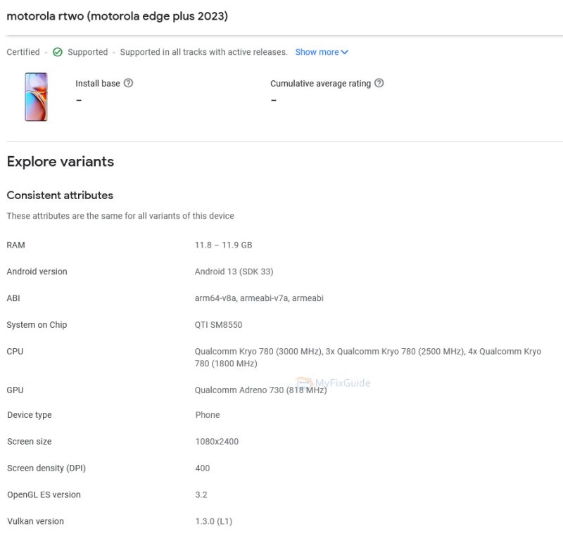 Moto Edge+ (2023) chipset and memory capacity revealed