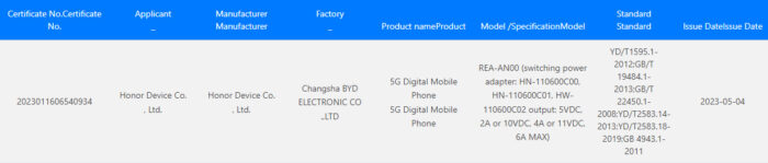 Honor 90 appeared on 3C certification with 66W charging