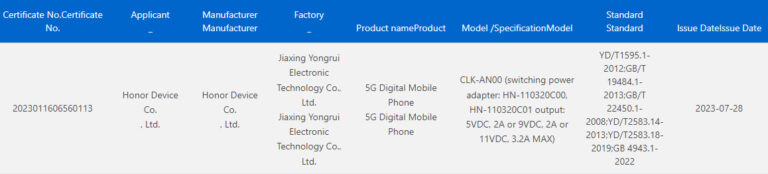 Honor X50 GT listed on 3C certification with 35W charger